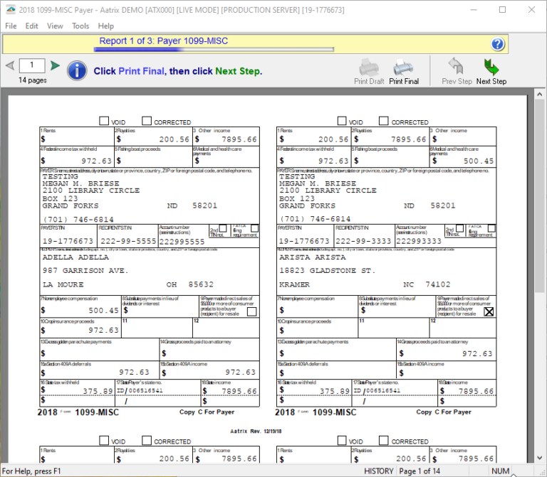 1099 Instructions - Aatrix Partners